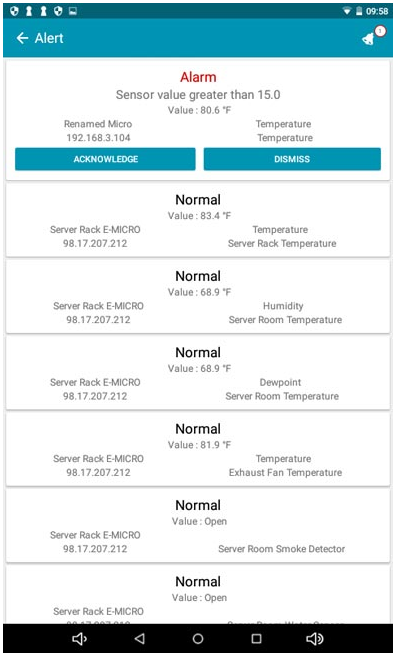 Micro Environment Monitoring System Android App Sensor Alerts